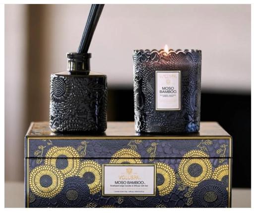 Moso Bamboo Scalloped Candle & Diffuser Gift Set - Fragrance | Godwell ...